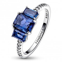 Shiny Ring Three Rectangular Blue Gems 192389C01 - Sabina