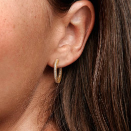 Pandora Signature Logo and Pavé Hoop Earrings 262738C01 - Sabina