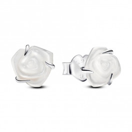 Bloeiende witte roos oorknopjes 293209C01 - Sabina